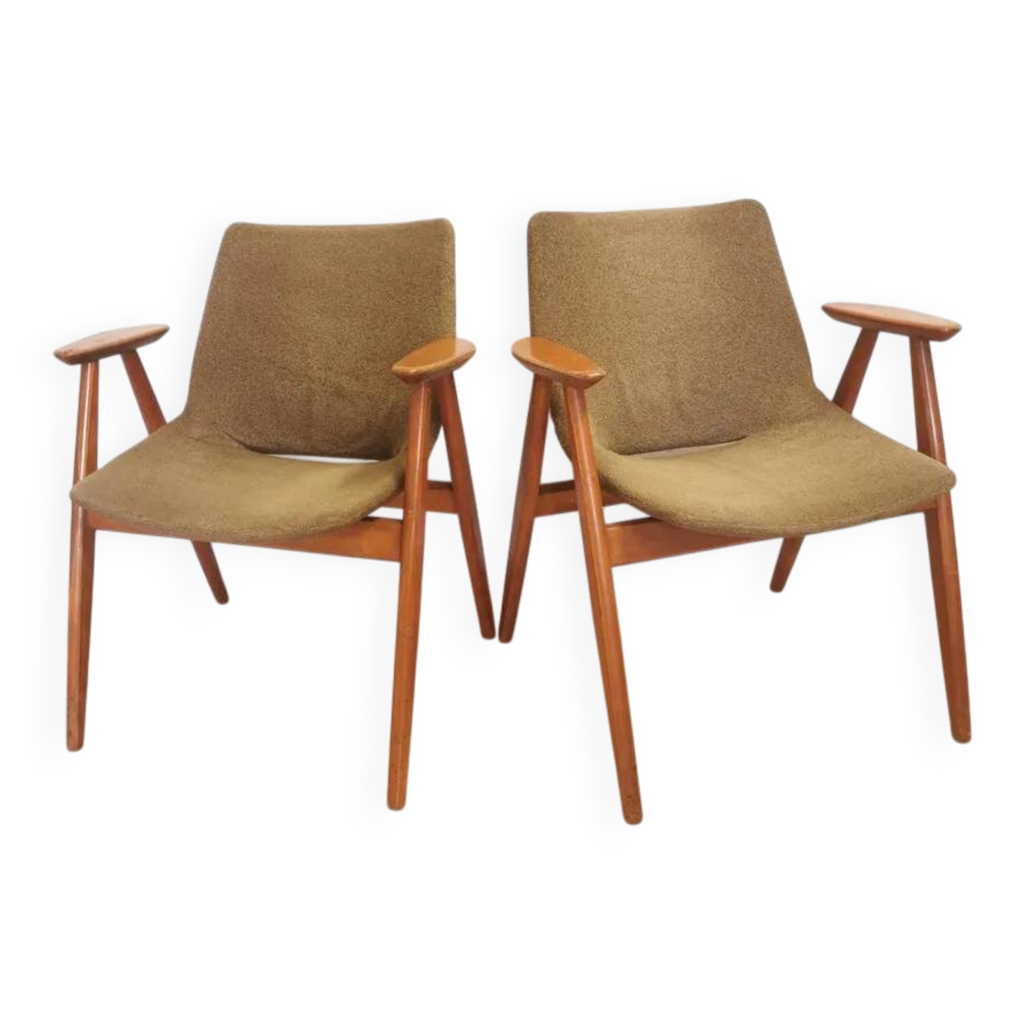Lot De 2 Fauteuils Lupina Vintage Rares En Bois Par Niko Kralj Chaise Shell Mcm Selency