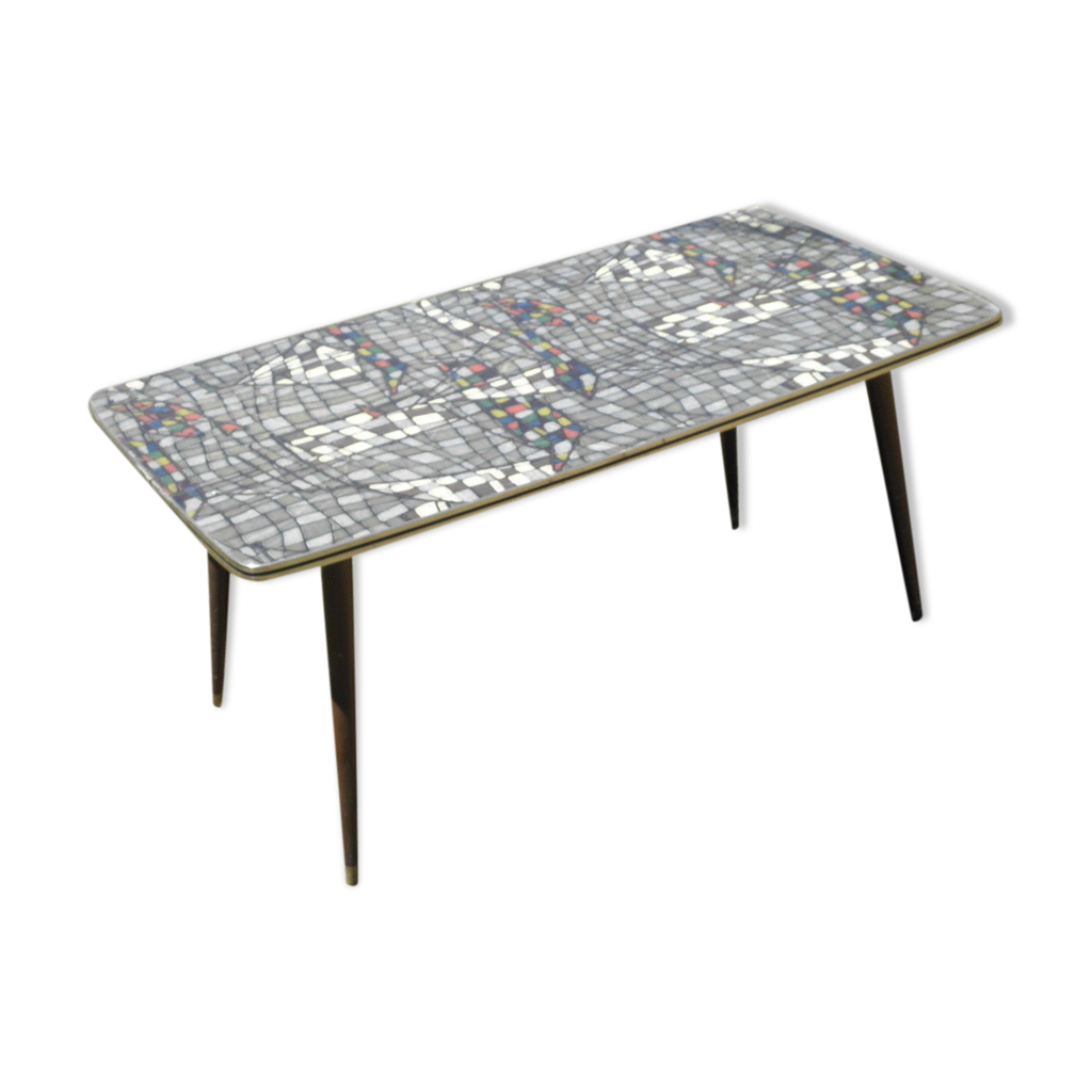 Table basse formica scandinave mosaïque design vintage | Selency