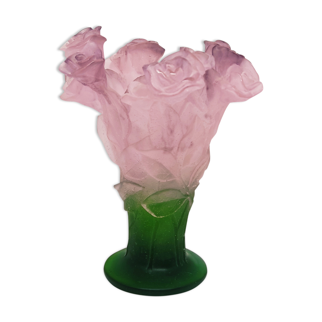 Vase roses daum | Selency