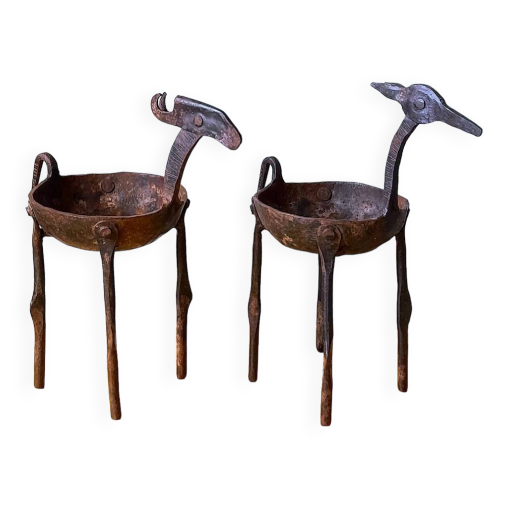 Bougeoirs zoomorphes en fer forgé | Selency
