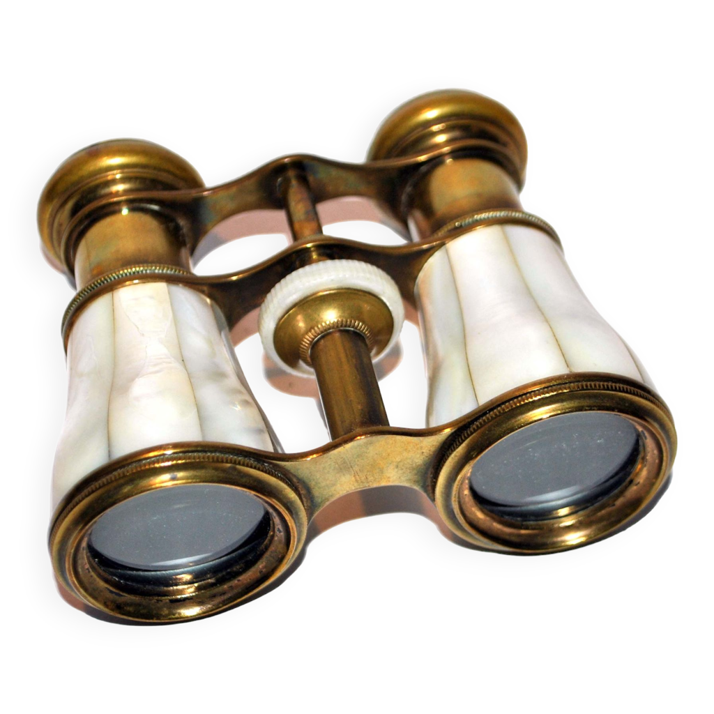 Jumelles de théâtre ancienne en nacre et laiton doré OPERA | Selency