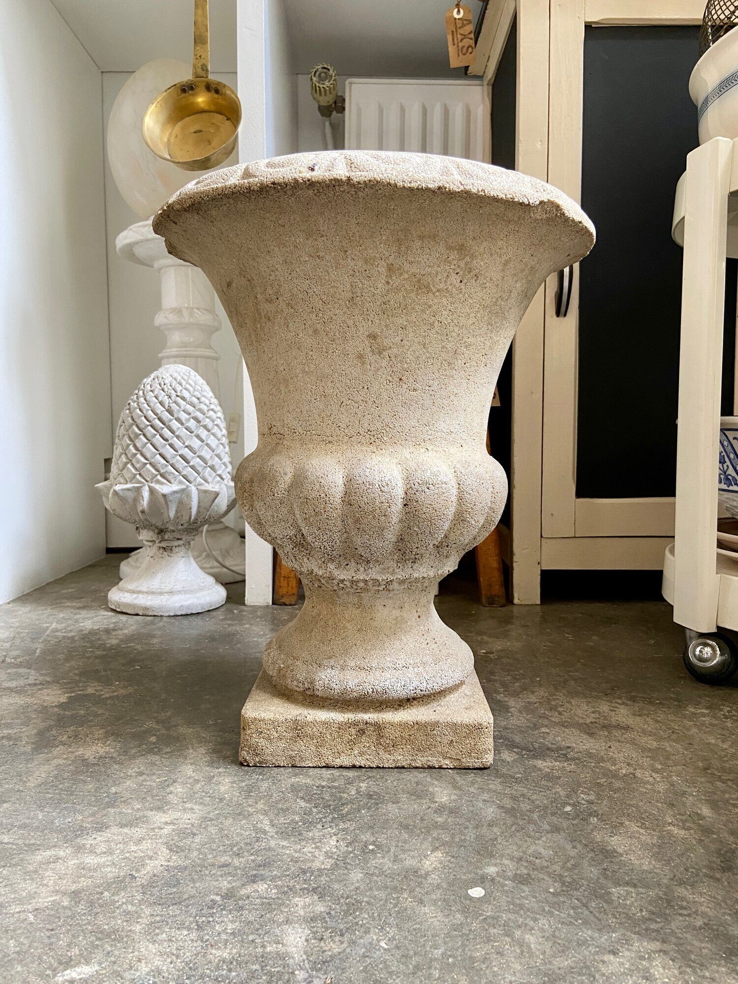 Pot médicis en pierre reconstituée beige h43 cm | Selency