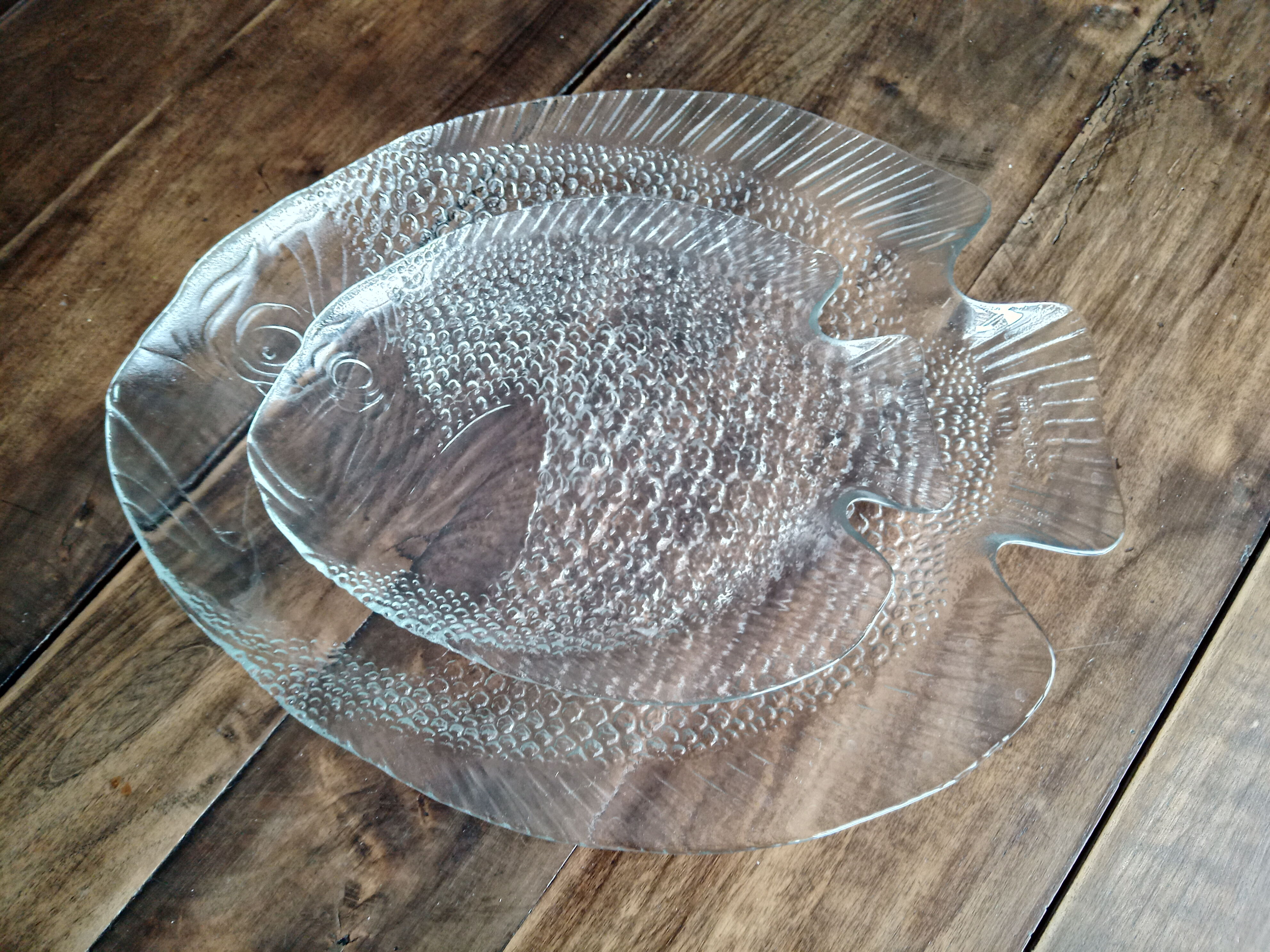 Kitchen & Dining Vintage 4 Clear Glass ARCOROC FRANCE 10' by 8 Fish ...
