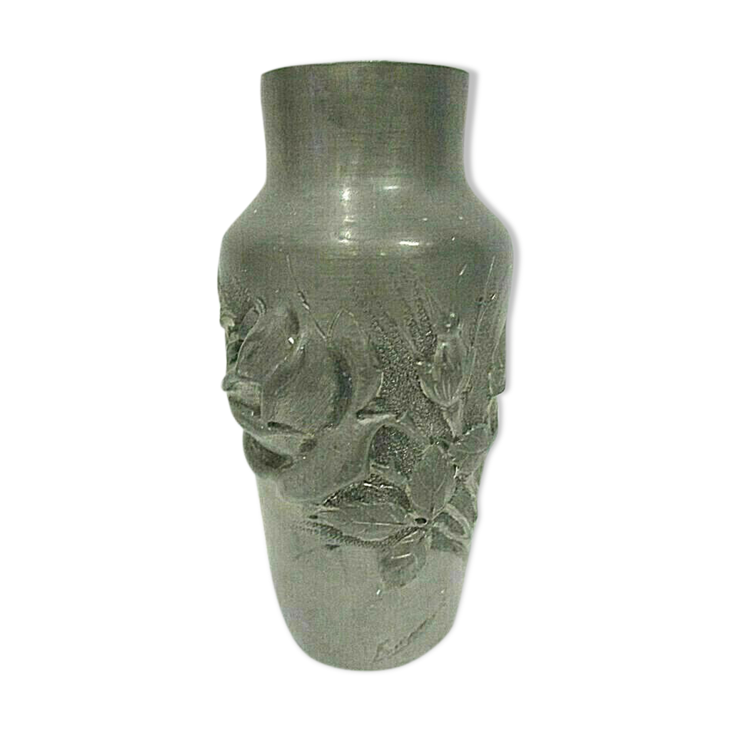 Vase art nouveau en étain signé | Selency