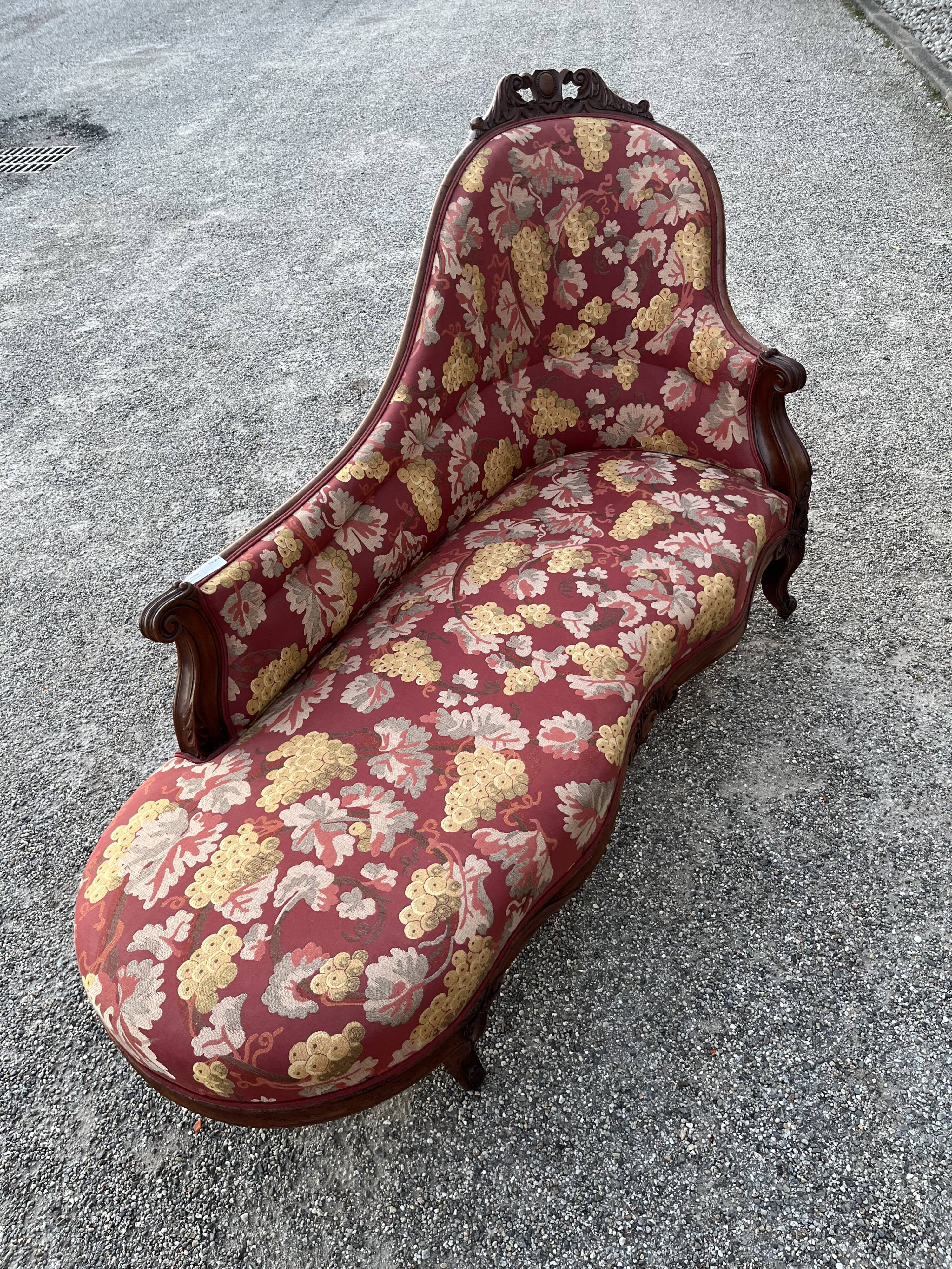 Méridienne style Louis XV tissus grappe raisin | Selency