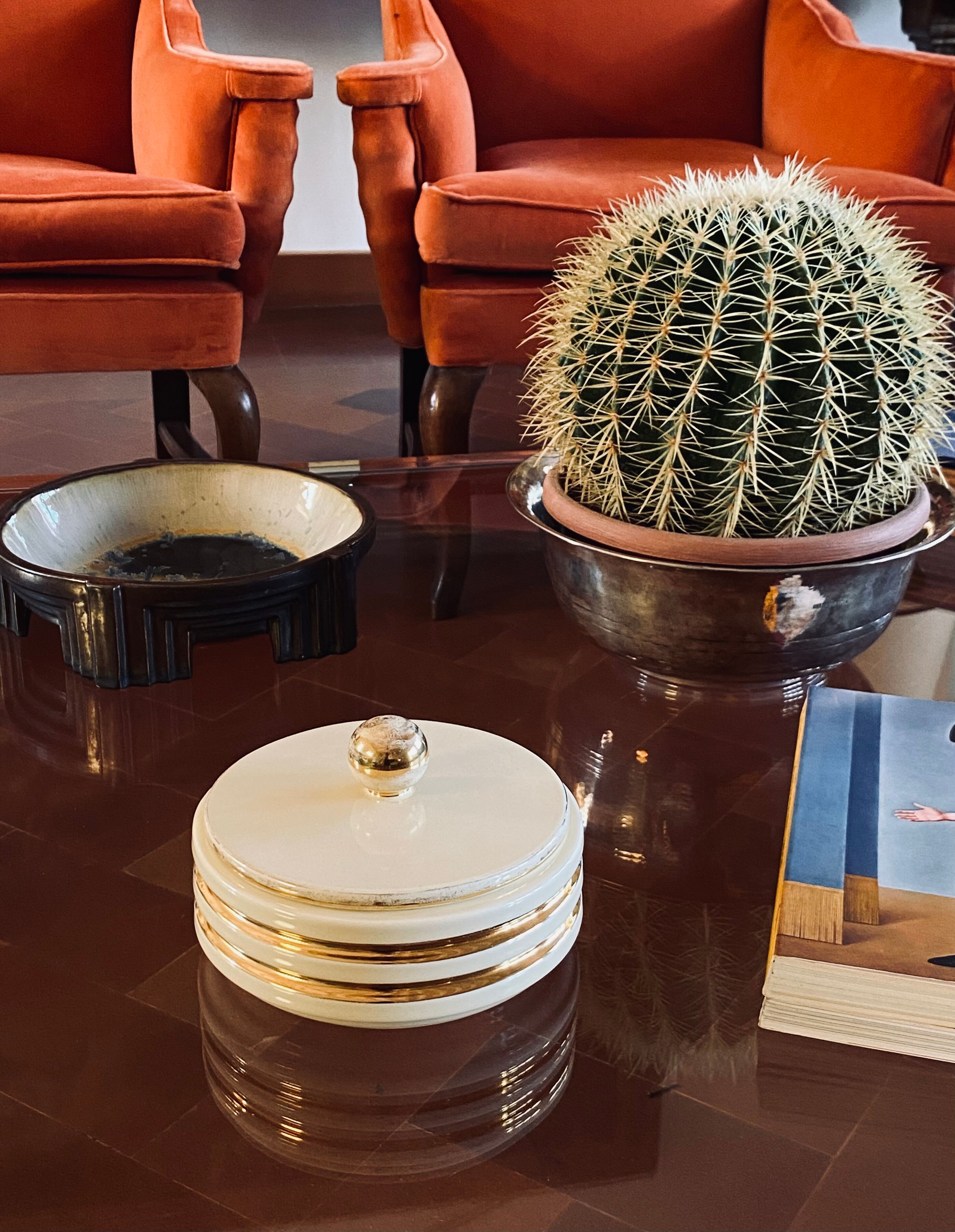 Jean Robj, Art Deco white and gold ceramic box, Robj Paris, France ...