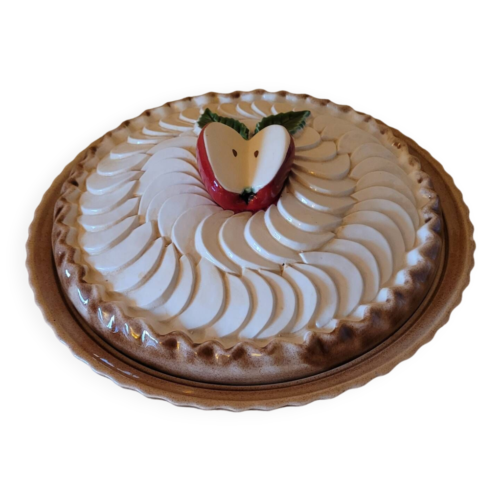Silea slip pie dish with embossed apple pattern | Selency