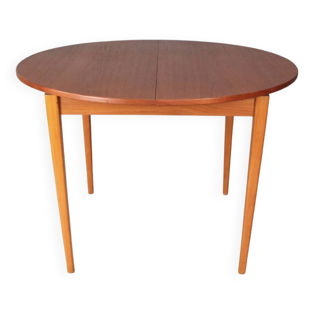 Table à manger ovale/ronde extensible scandinave en teck, 1960, Danemark | Selency