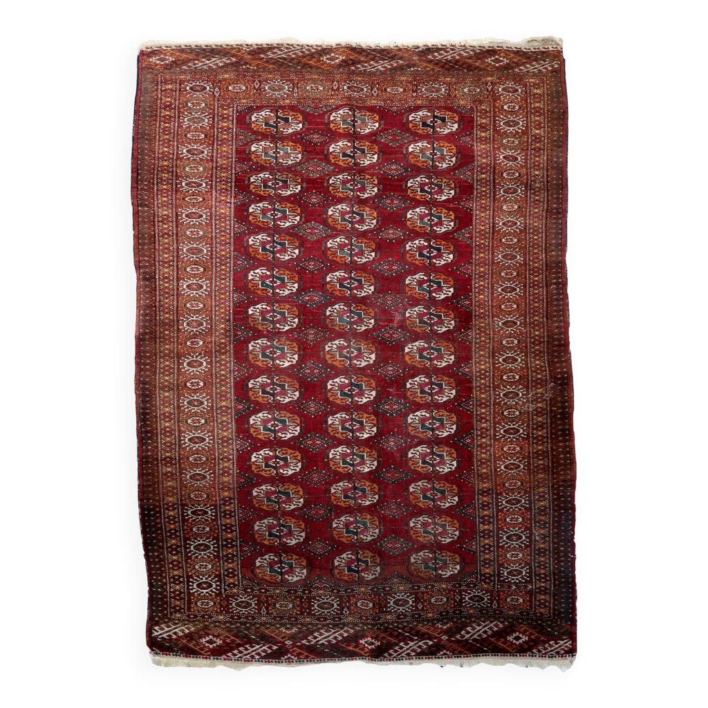 Handmade Vintage Uzbek Bukhara rug, dimensions 4.1 ft x 6 ft (128 cm x 183 cm), 1920s | Selency
