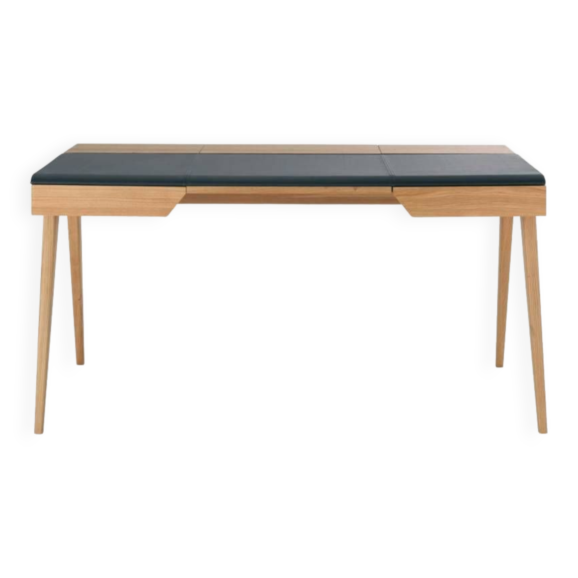Habitat Beckett desk in oak and brown leather - 147 cm | Selency