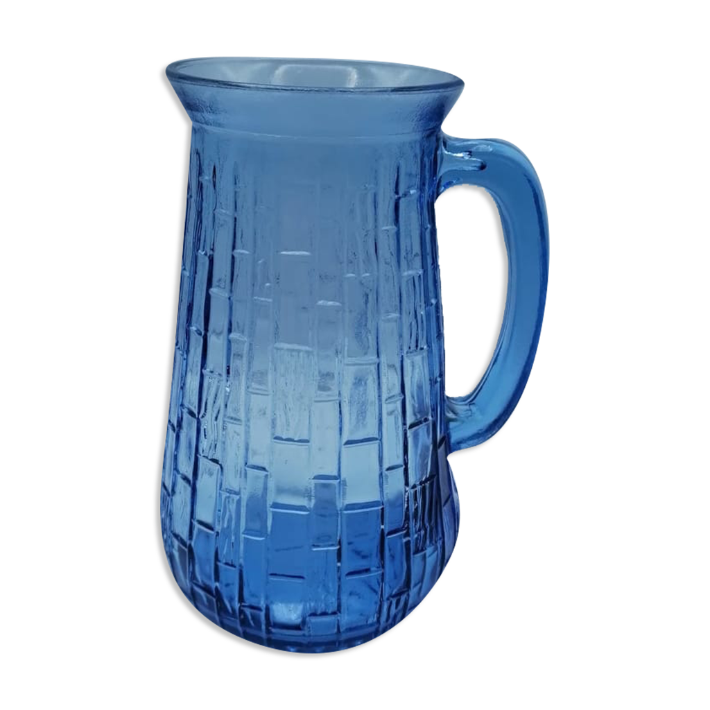 Pichet en verre bleu vintage | Selency