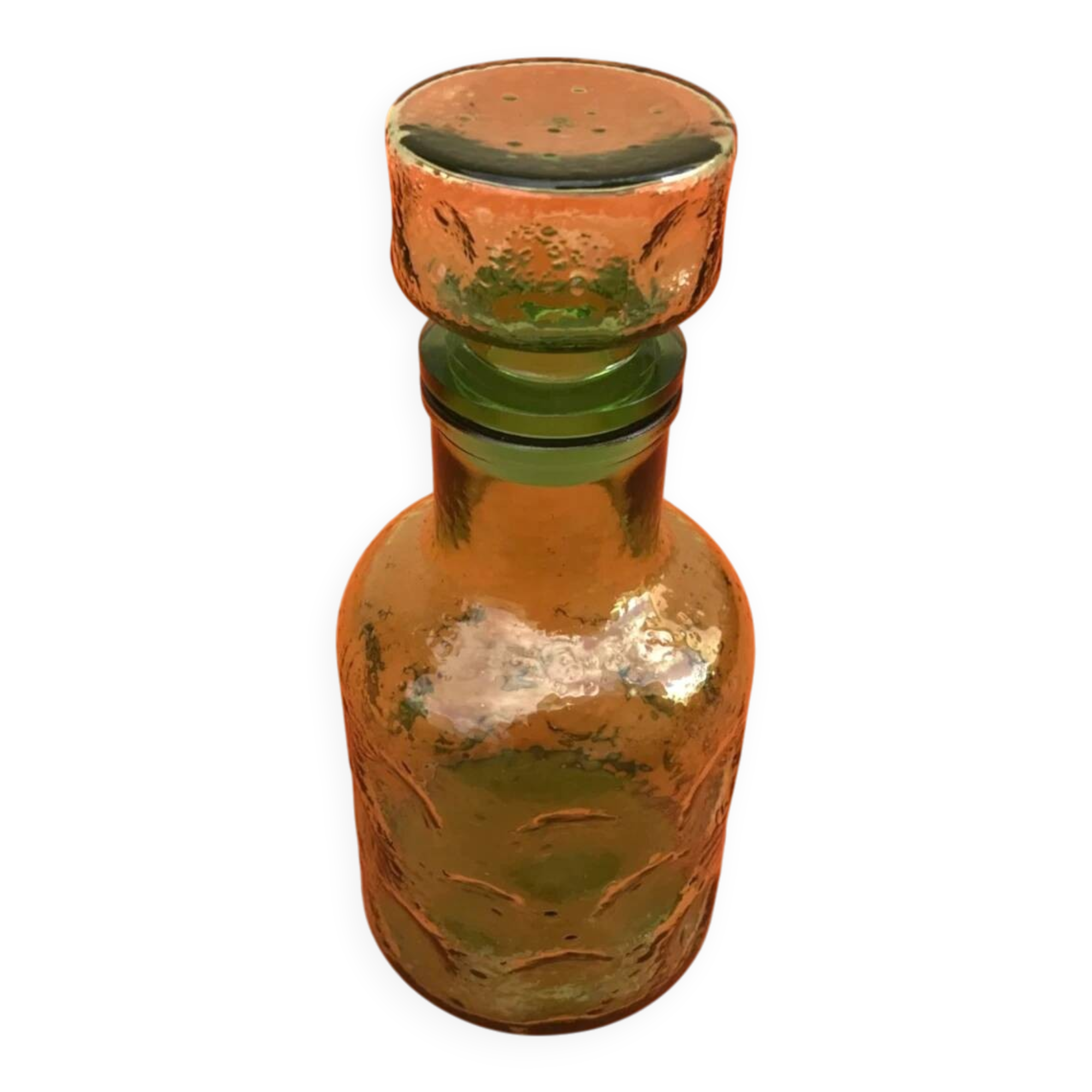 Années 1970 Carafe à orangeade Verre bullé et coloré | Selency