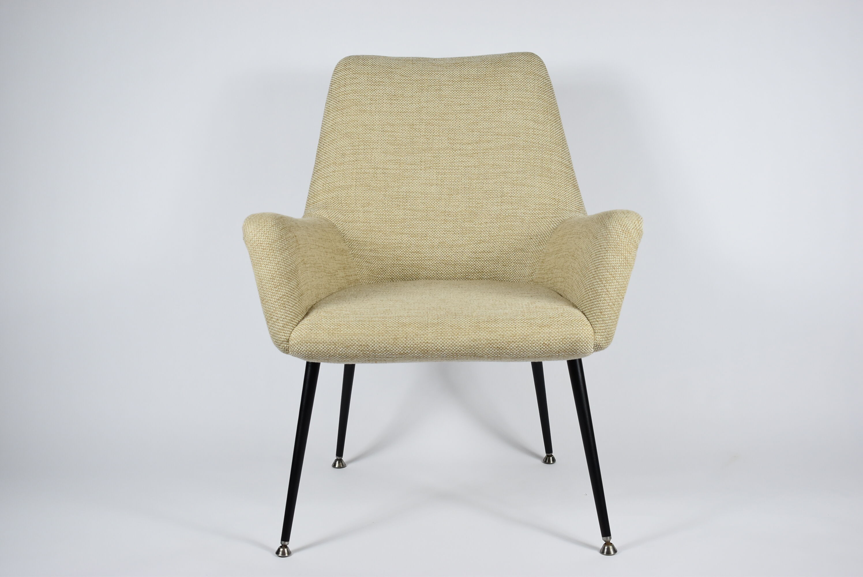 Original vintage armchair, restored, 60s, beige fabric | Selency