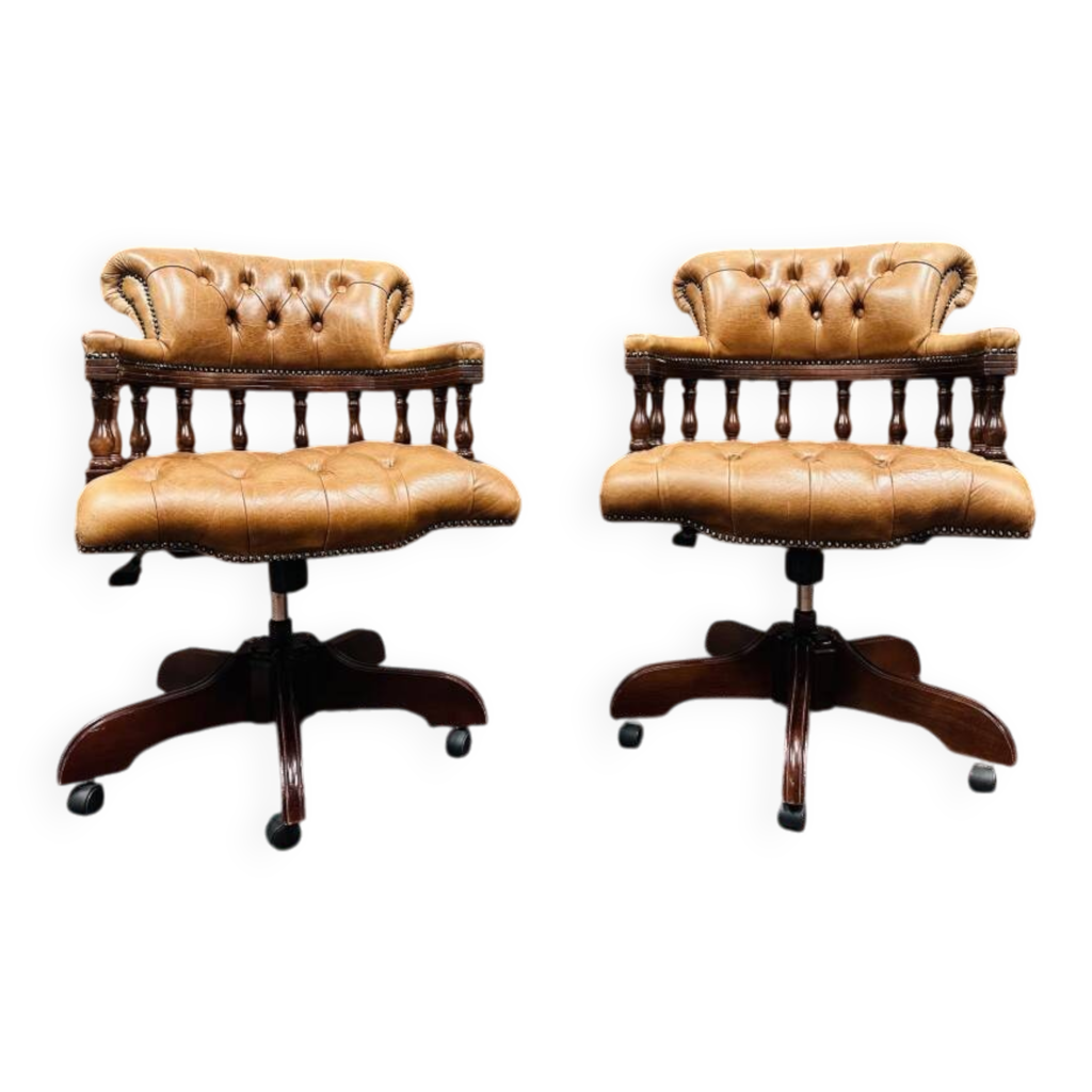 Ensemble de chaises de bureau Chesterfield English Captain Chairs ...