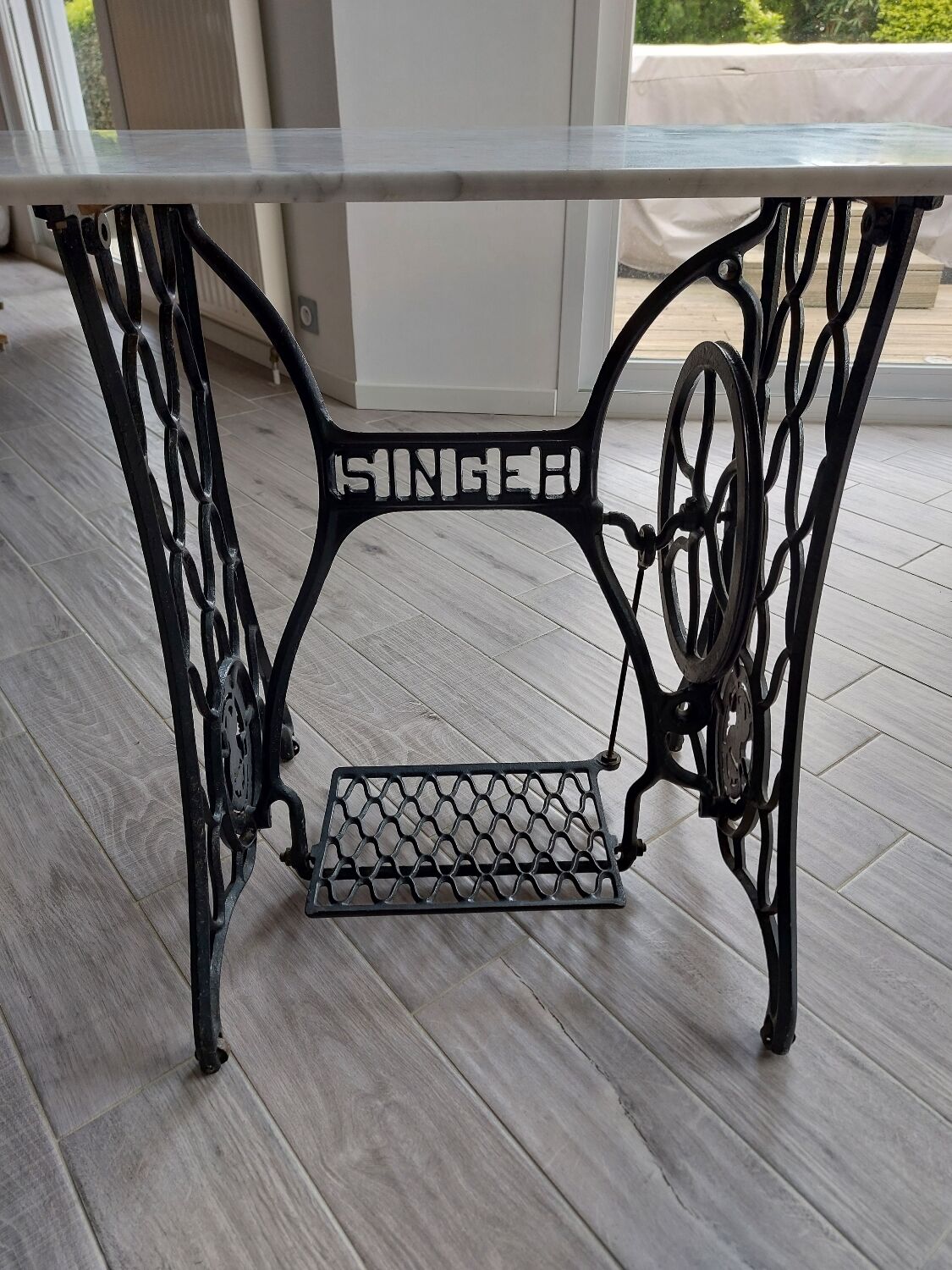 Table fer forgé et marbre Singer | Selency