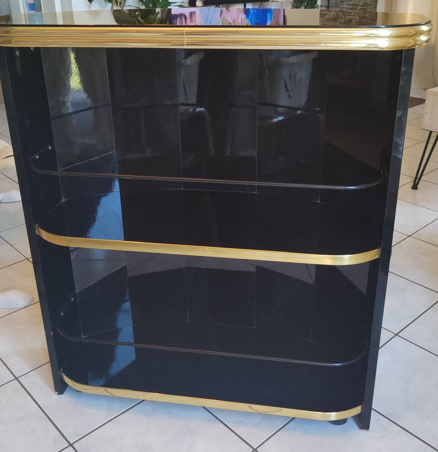 Ensemble bar a cocktails et tabourets regency Italy 1980 | Selency