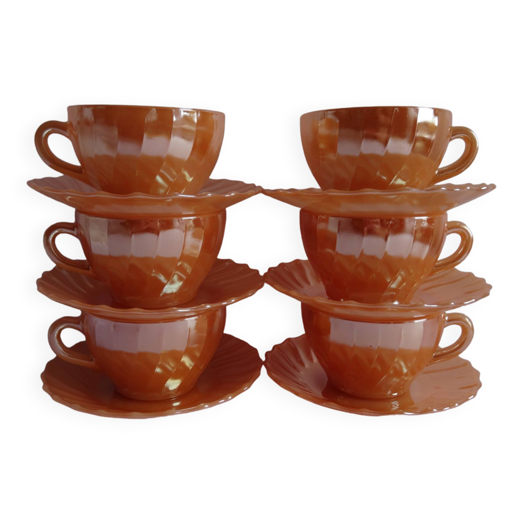 Ensemble de 6 tasses et 6 sous tasses termocrisa mexico vintage | Selency