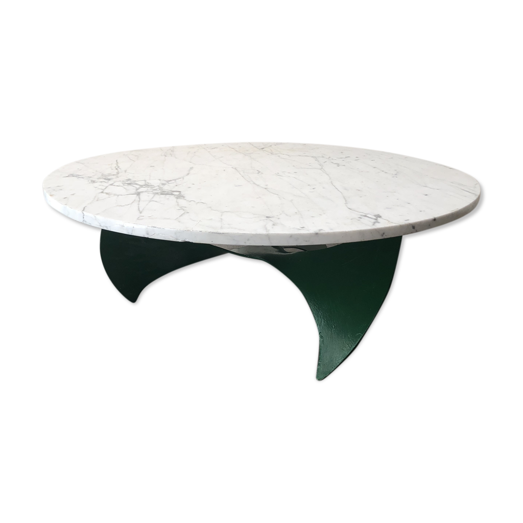 Table basse ronde en marbre pieds hélice | Selency