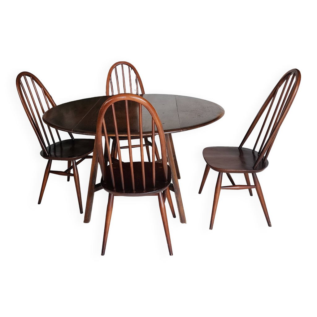ERCOL table model 377 + 4 chaises modele QUAKER | Selency