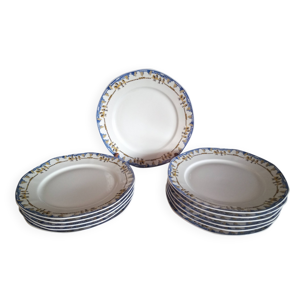 Lot de 12 assiettes plates Art Déco en porcelaine de Limoges Unique ...