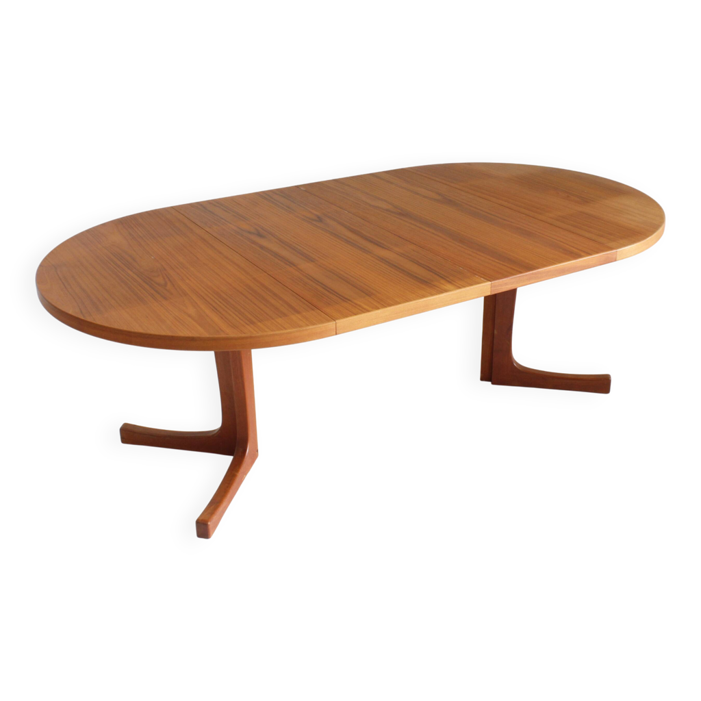 Table à manger ronde extensible danoise vintage en teck des années 1960 | Selency