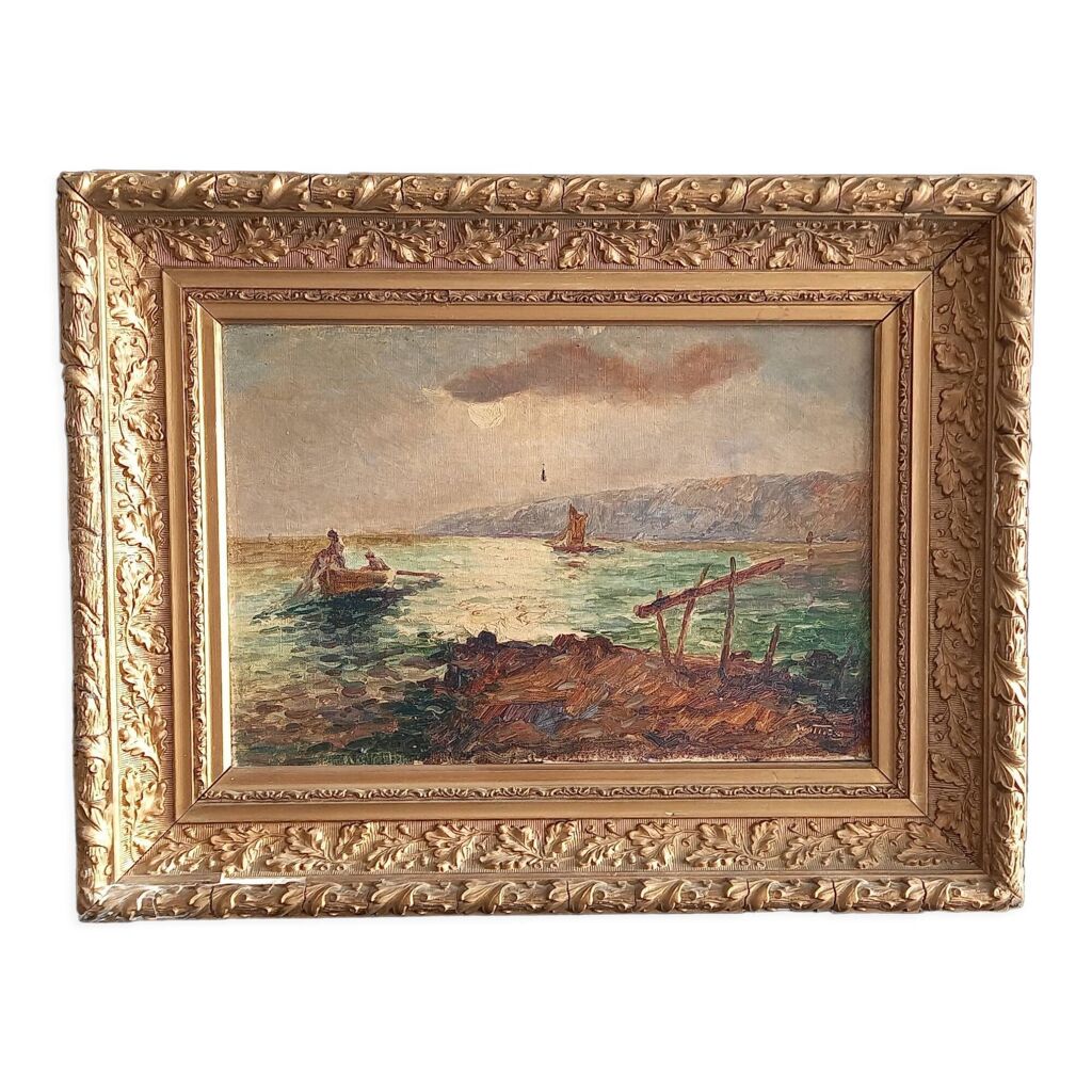 Tableau Marine, signé William, époque 19e siècle | Selency
