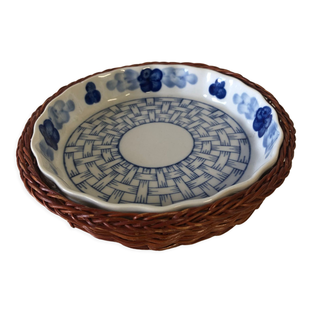 Plat porcelaine et osier | Selency