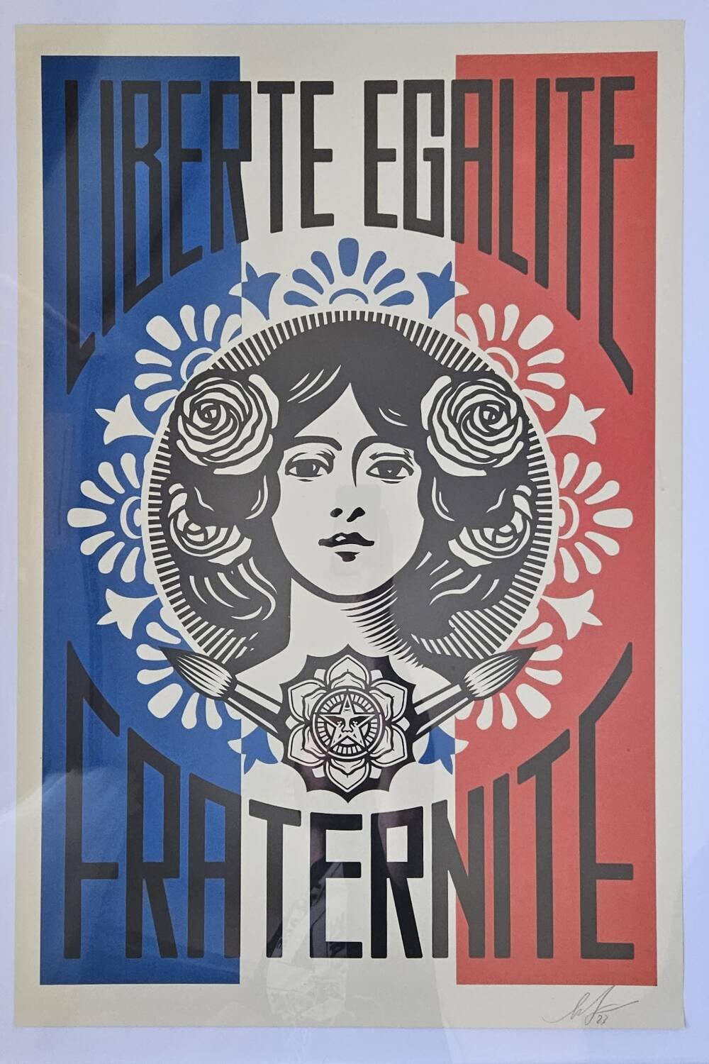 Shepard Fairey (Obey), LIBERTÉ EGALITÉ FRATERNITÉ, daté et signé par l ...