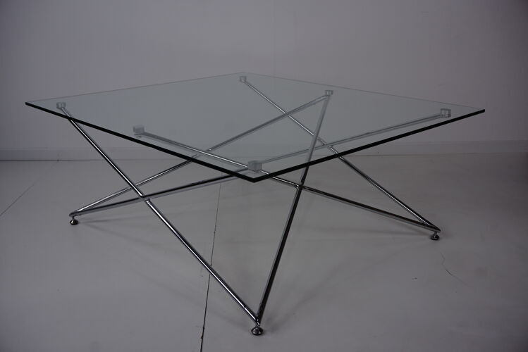 Table basse chrome et verre | Selency