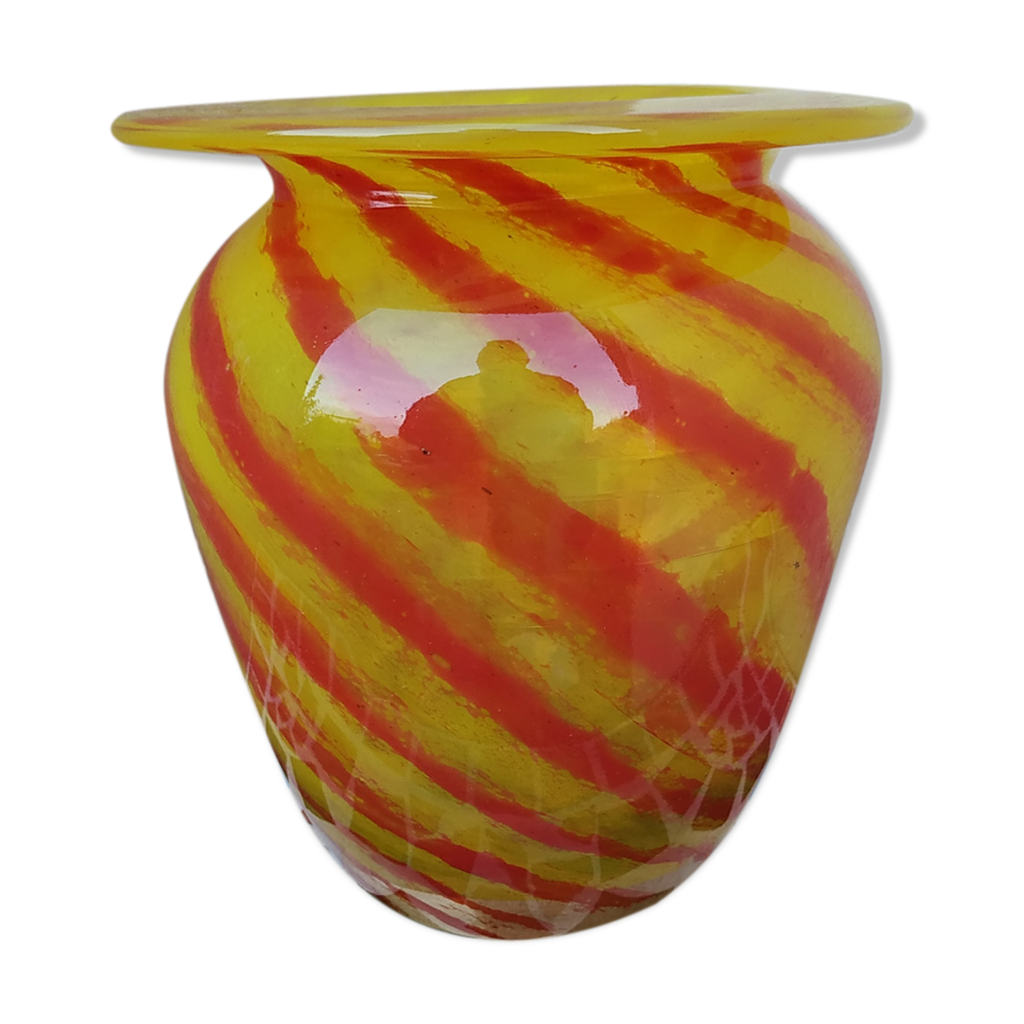 Vase en verre soufflé d'Éric Lindgren de la Verrerie de Claret | Selency
