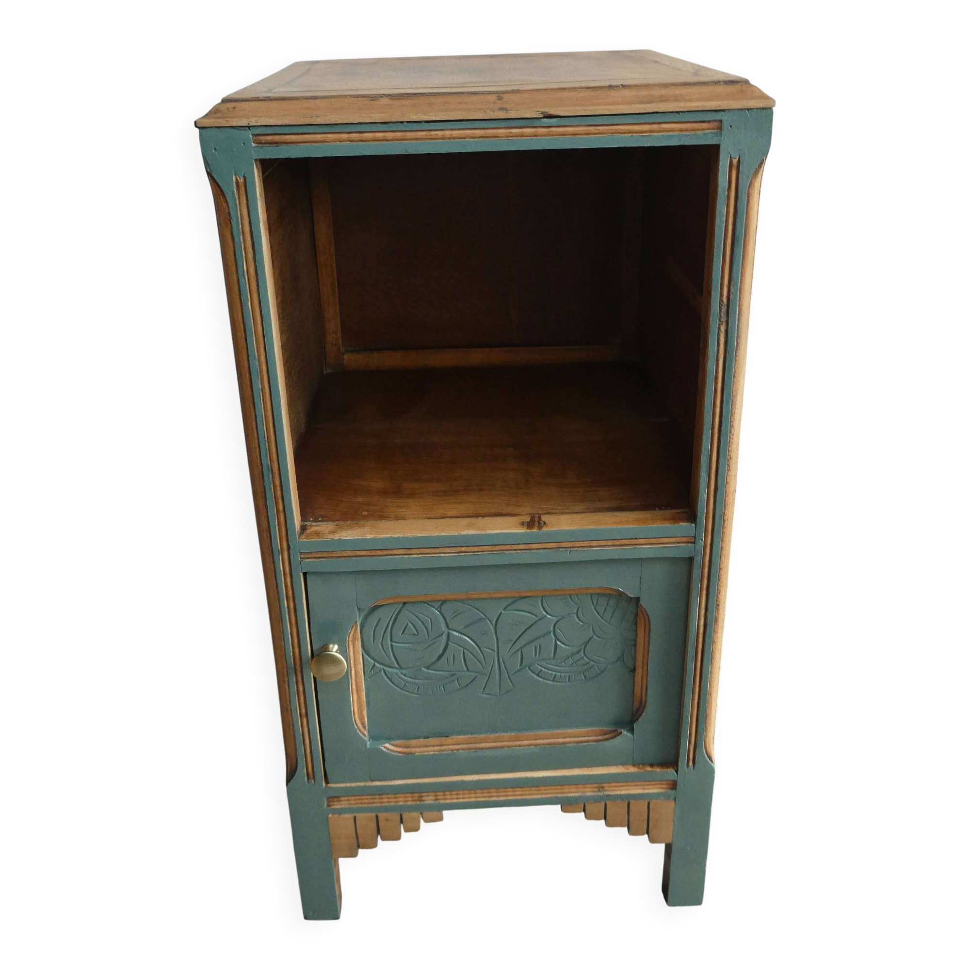 Table de nuit/chevet art déco vert, petit meuble d'appoint | Selency