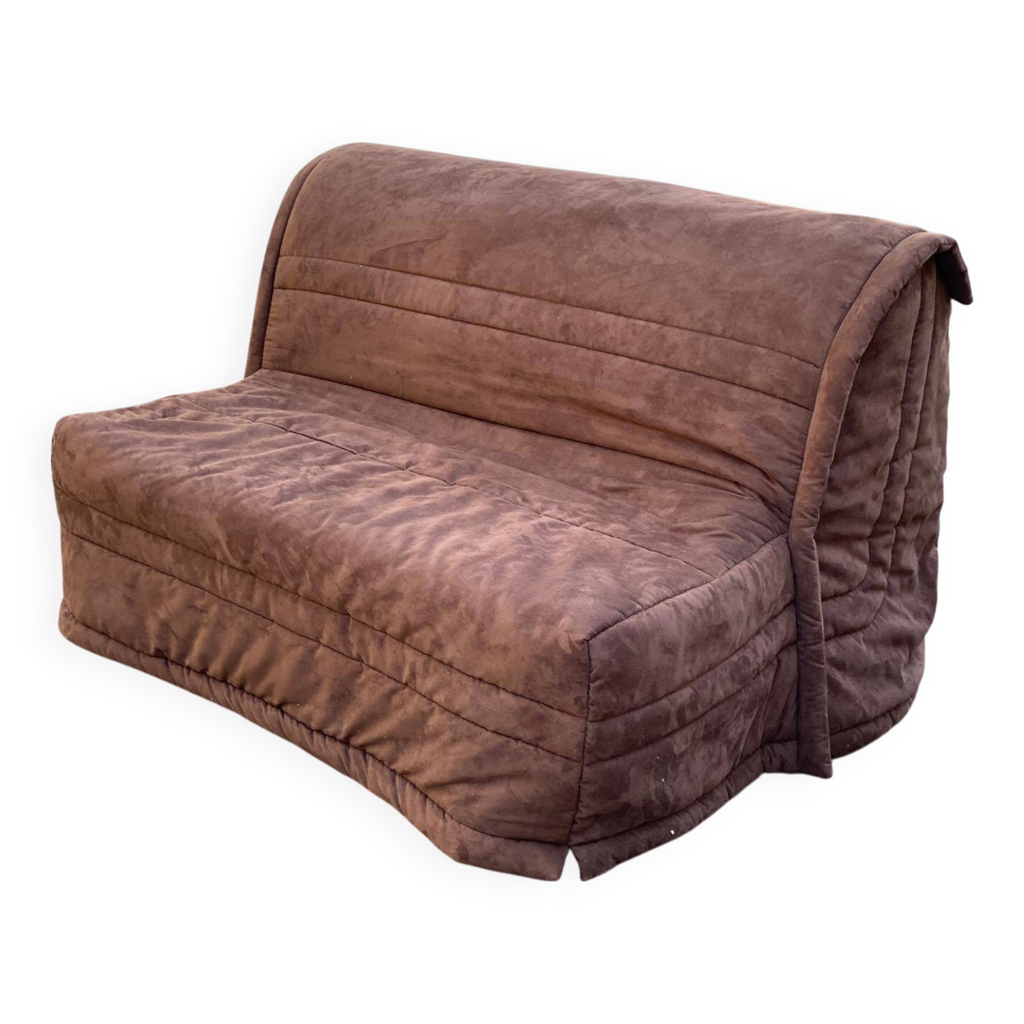 Canapé 2 places convertible lit velours marron J P Gauthier | Selency