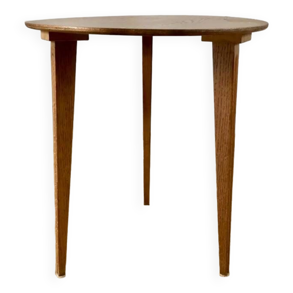 Table d'appoint tripode en placage de bois années 50-60 | Selency