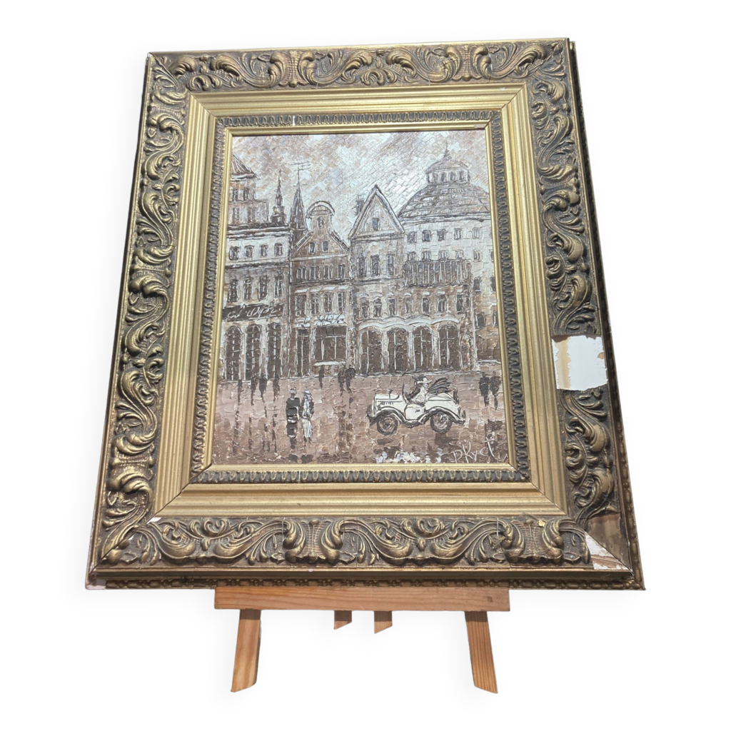 Dessin sur papier rue de Paris face au moulin rouge, signé "G.Ducollet ...