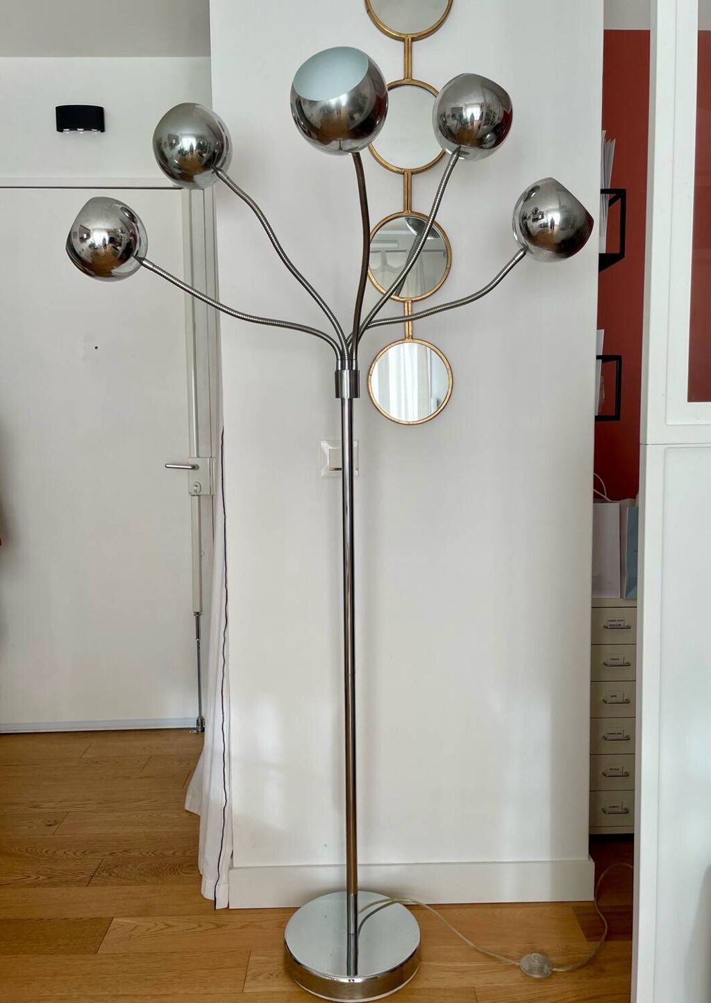 Lampadaire chromé eyeball inspiration Goffredo Reggiani | Selency