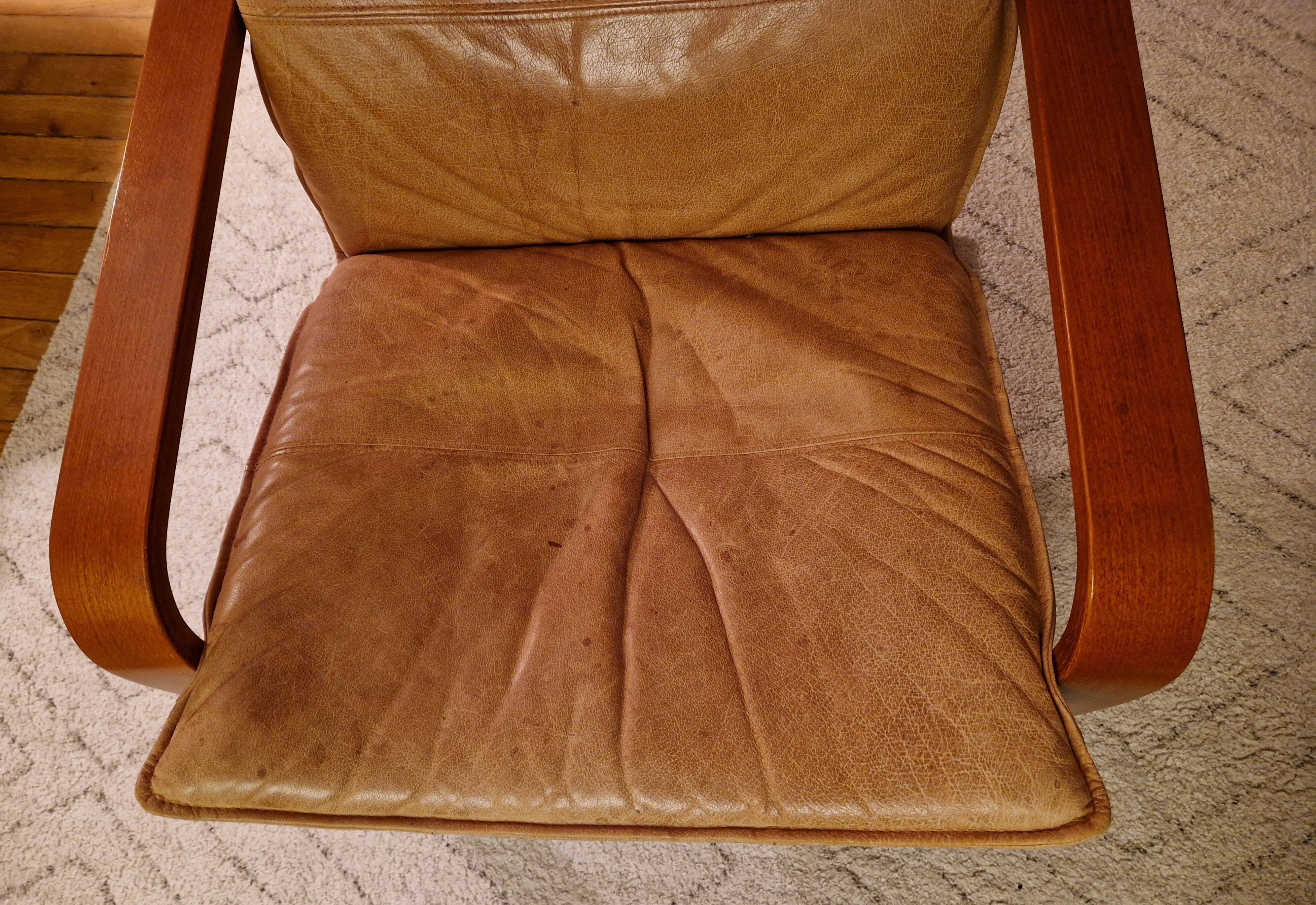 Fauteuil Poang cuir IKEA vintage, EO début années 1980 | Selency