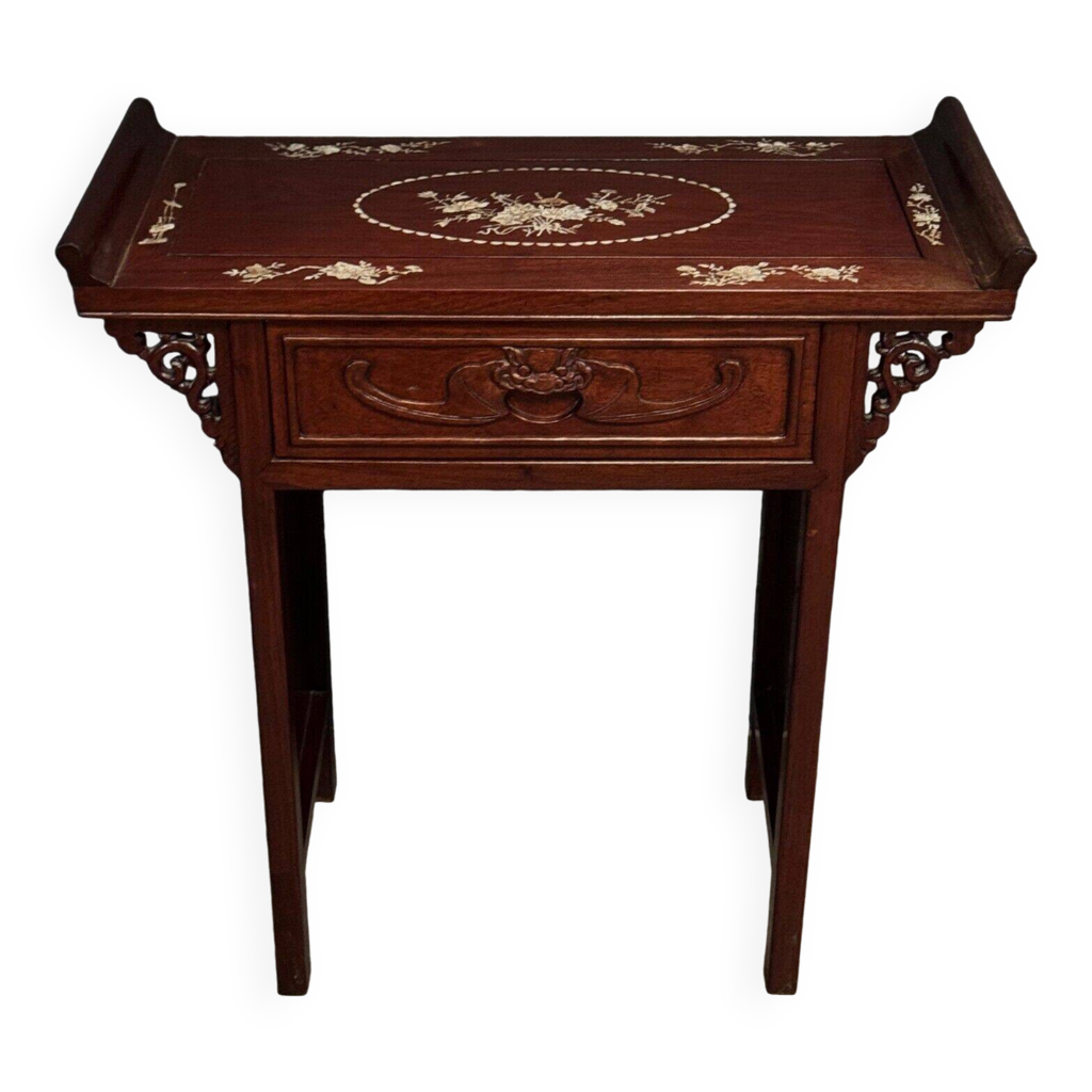 Console en bois de fer Chine ou Indochine début XXe incrustations nacre | Selency
