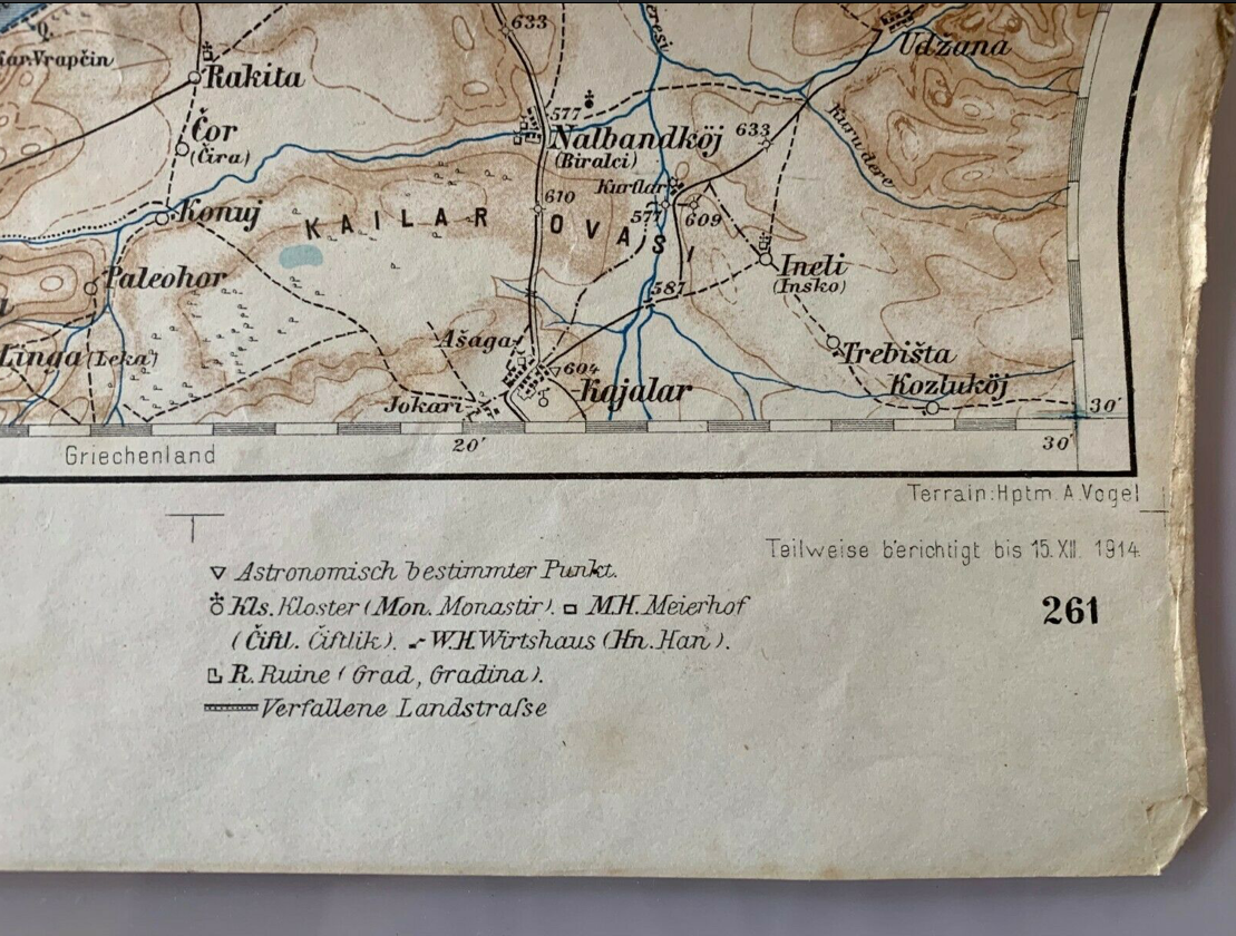 Carte première guerre mondiale de bitolya macédoine original de 1914 ...