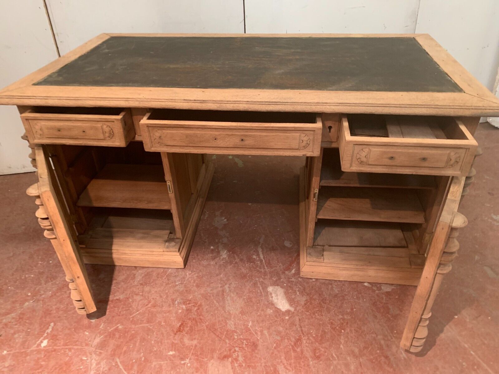 Bureau double face bureau a caissons en chêne massif XIX siècle | Selency