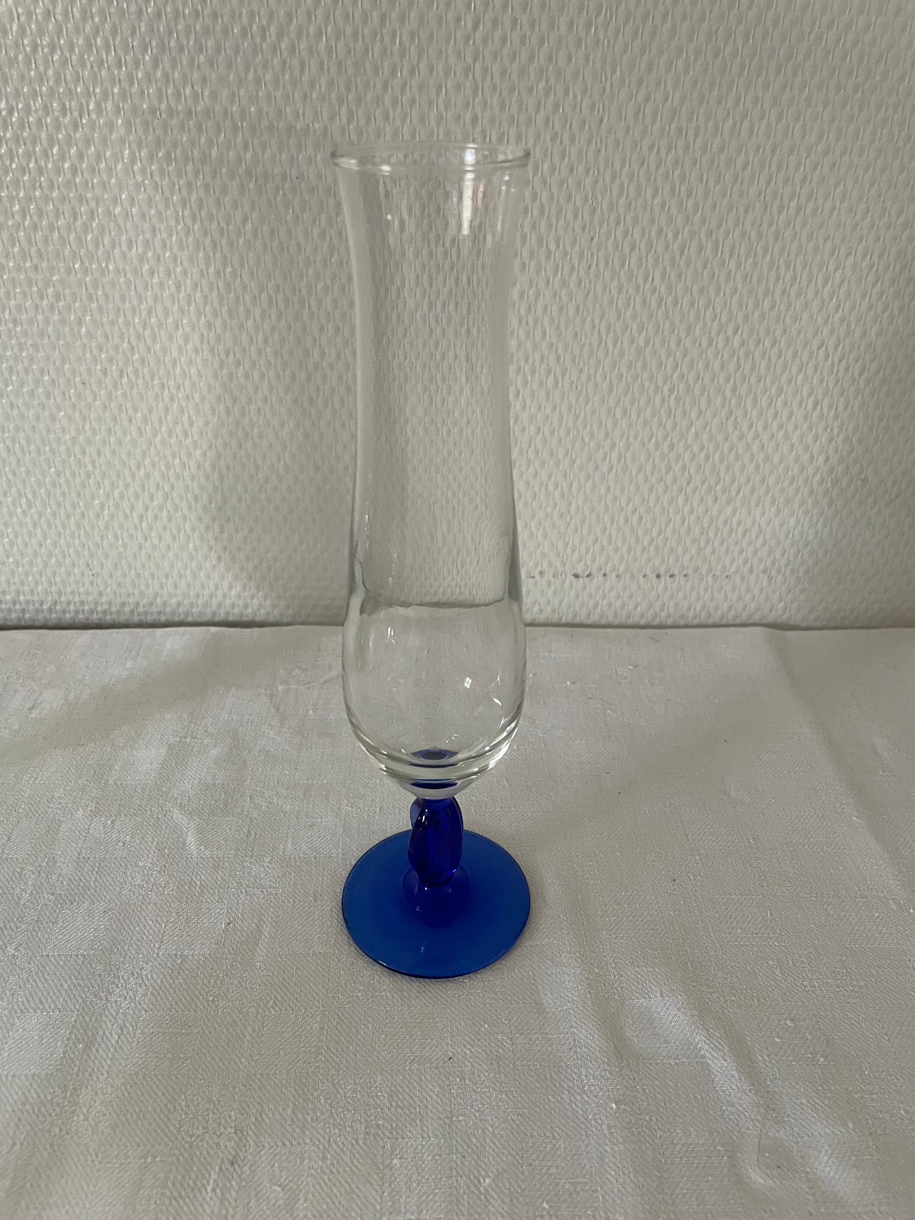 Soliflore en verre, pied bleu | Selency