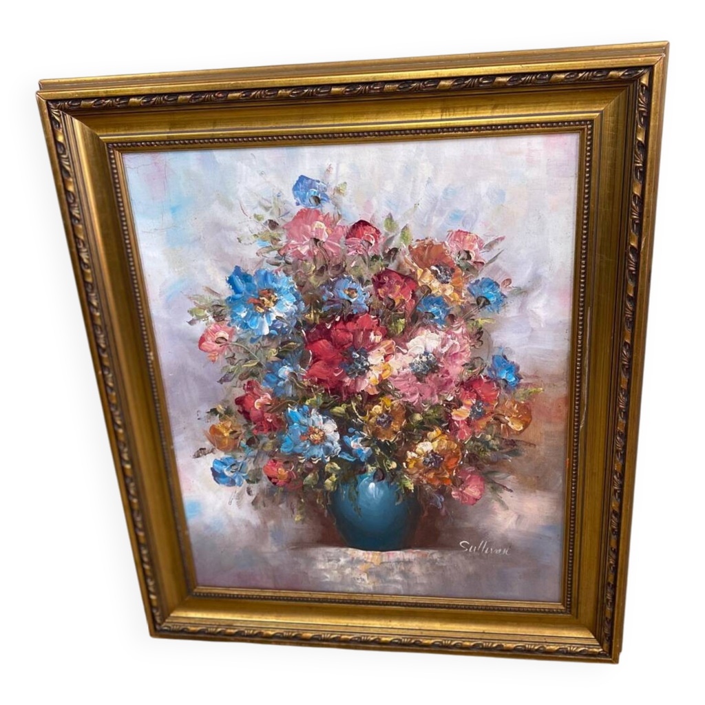 Tableau huile sur toile bouquet | Selency