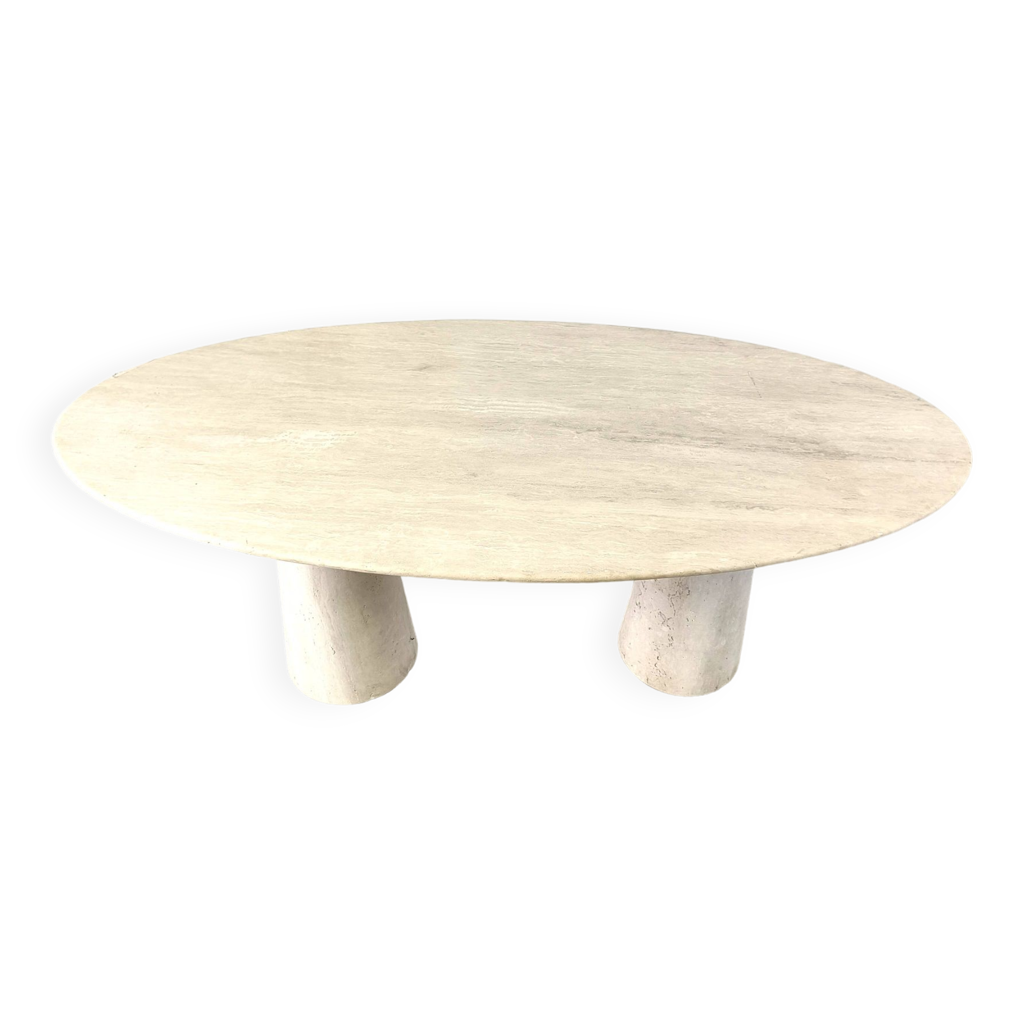 Table à manger ovale vintage en travertin, 1970 | Selency