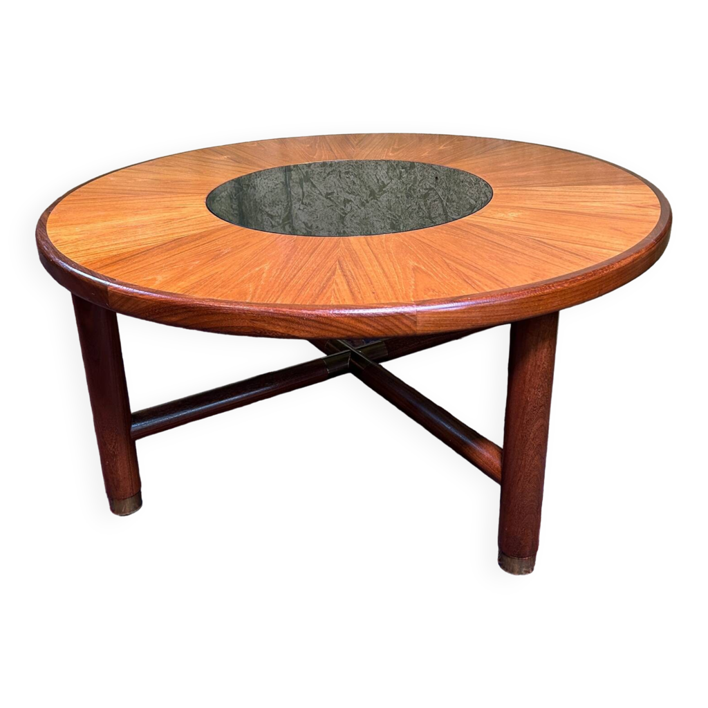 Table basse ronde GPlan en teck vintage rétro du milieu du siècle | Selency