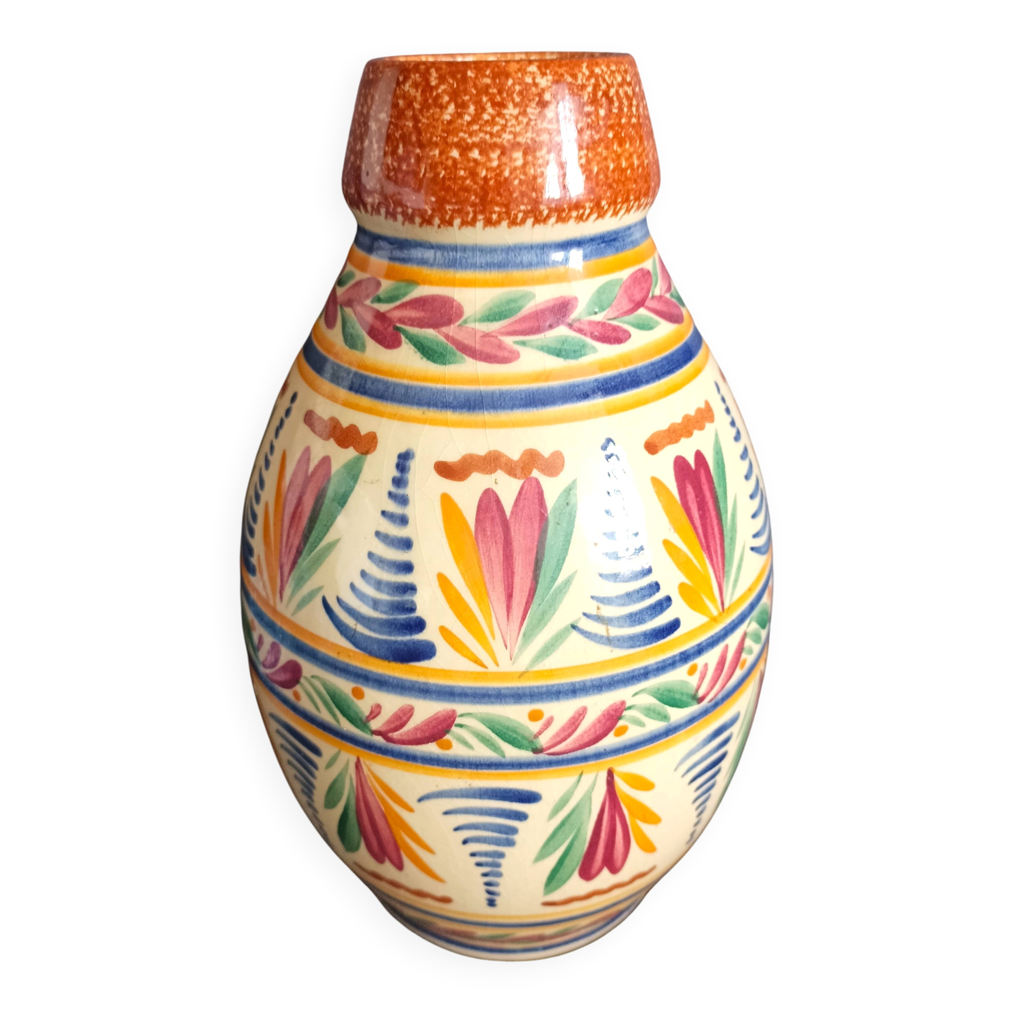 Vase en faïence de Quimper – HB Quimper – Modèle 510 décor C.C. – Vers ...
