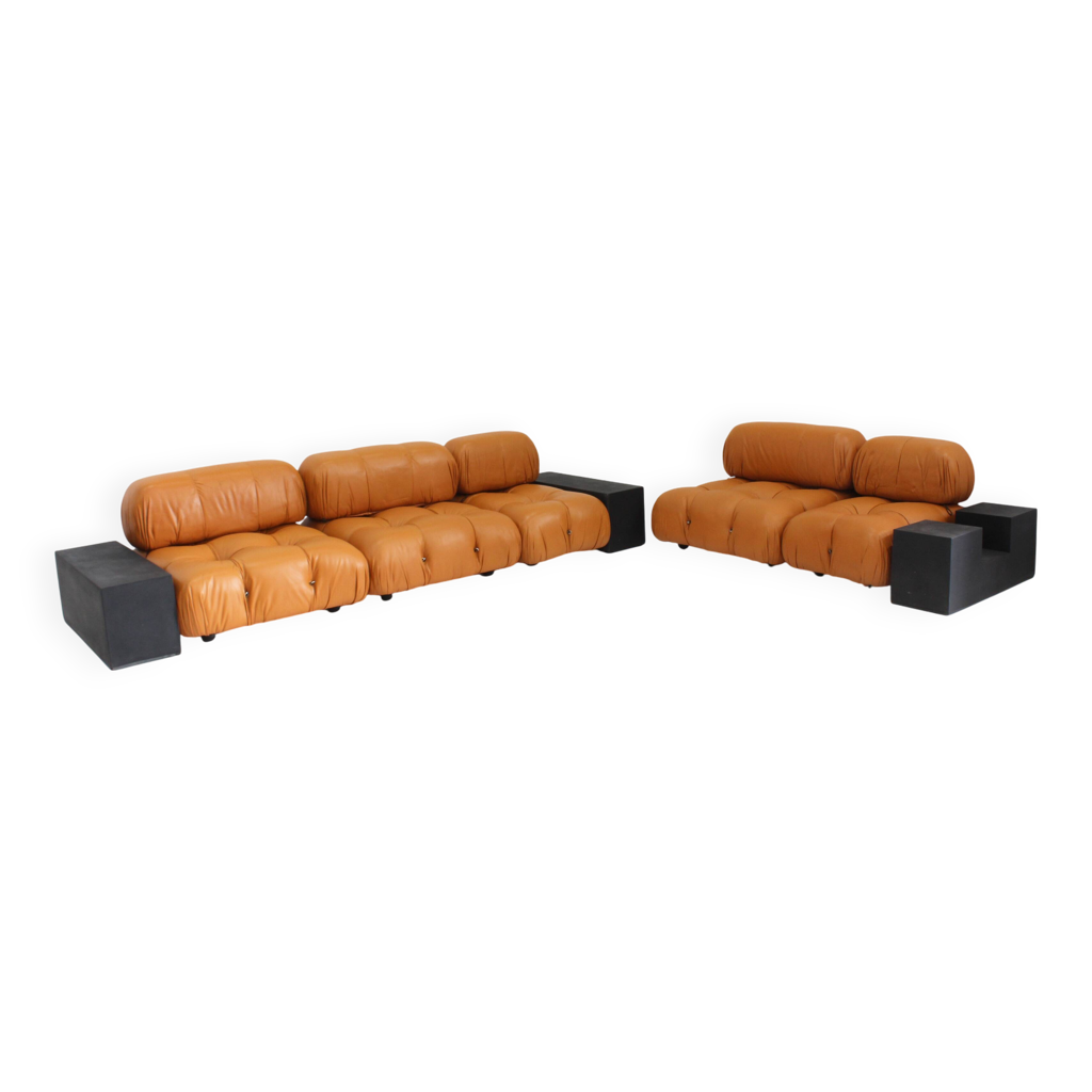 Canapé modulable Camaleonda en cuir cognac de Mario Bellini pour C&B ...