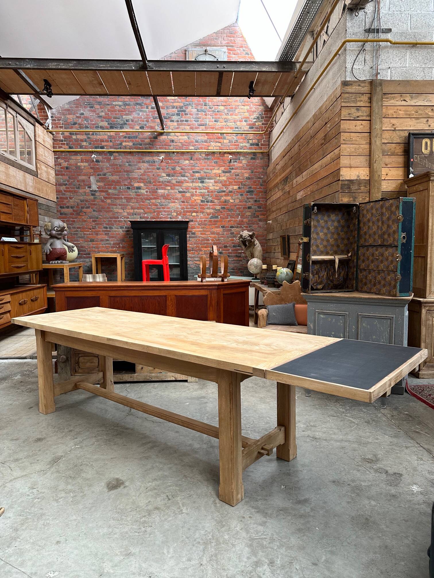 Table de ferme en orme massif et sa rallonge | Selency