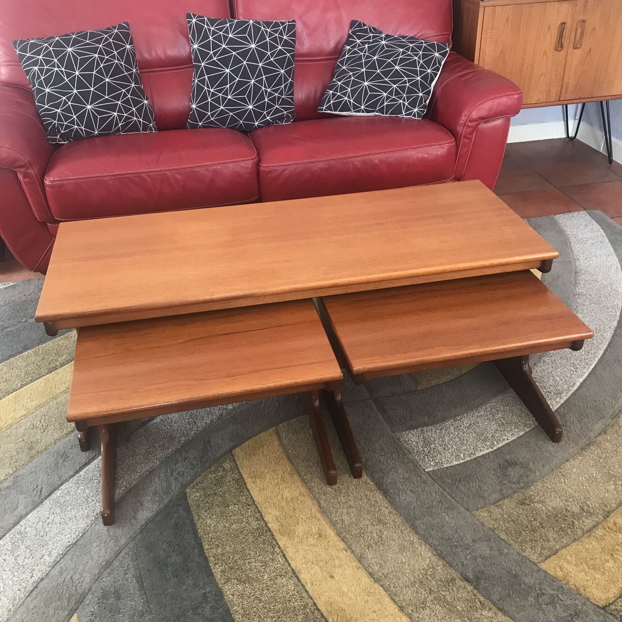 1960's vintage teak coffee table with two Scandinavian design nesting ...