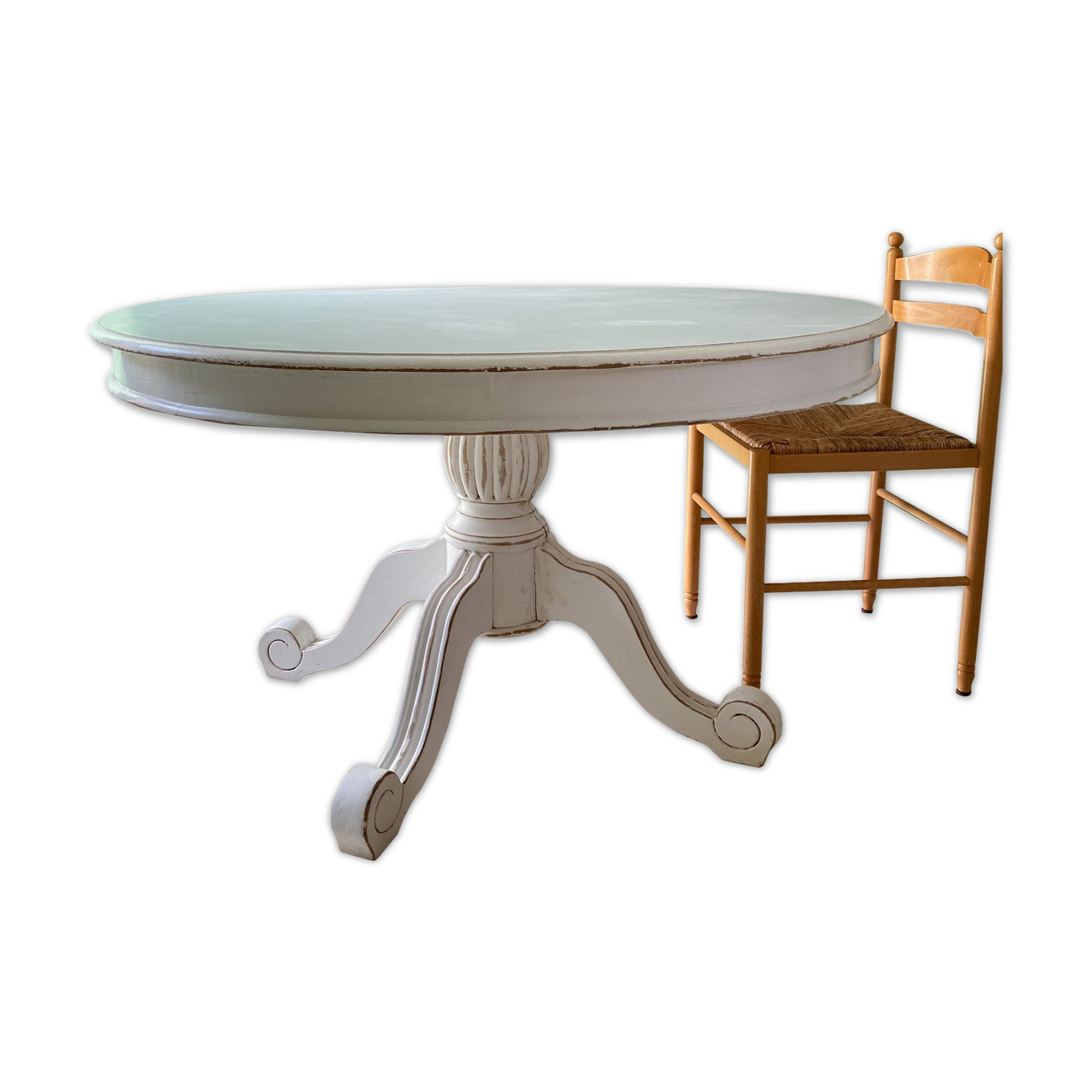 Table ronde bois massif pied central | Selency