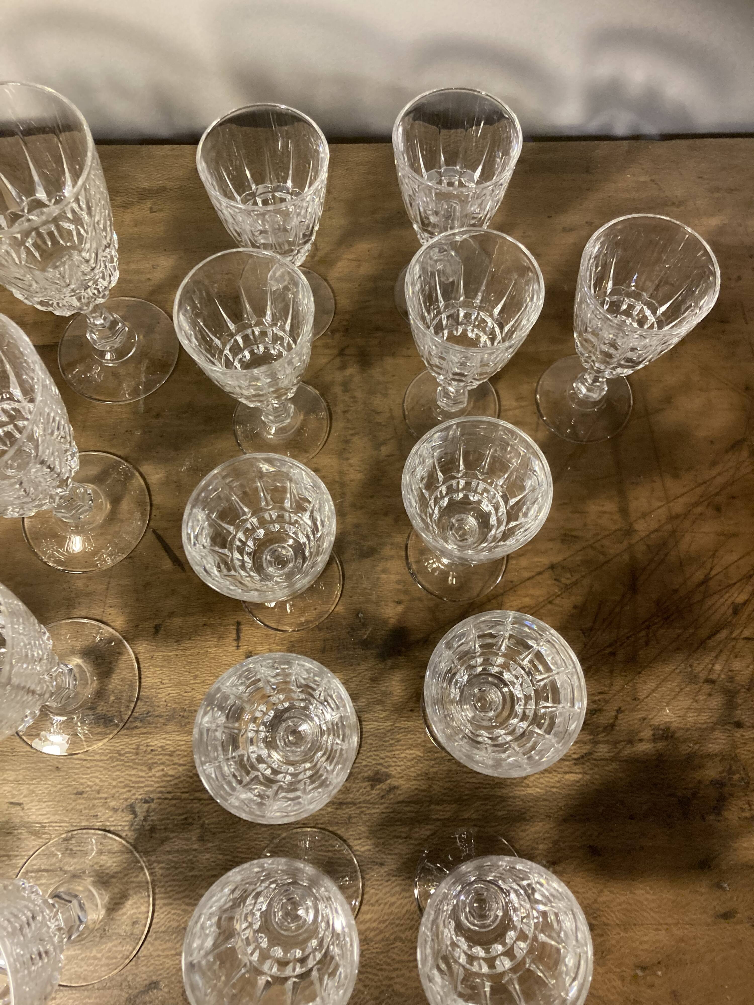 20 verres en cristal d’Arques série Pompadour, vintage | Selency