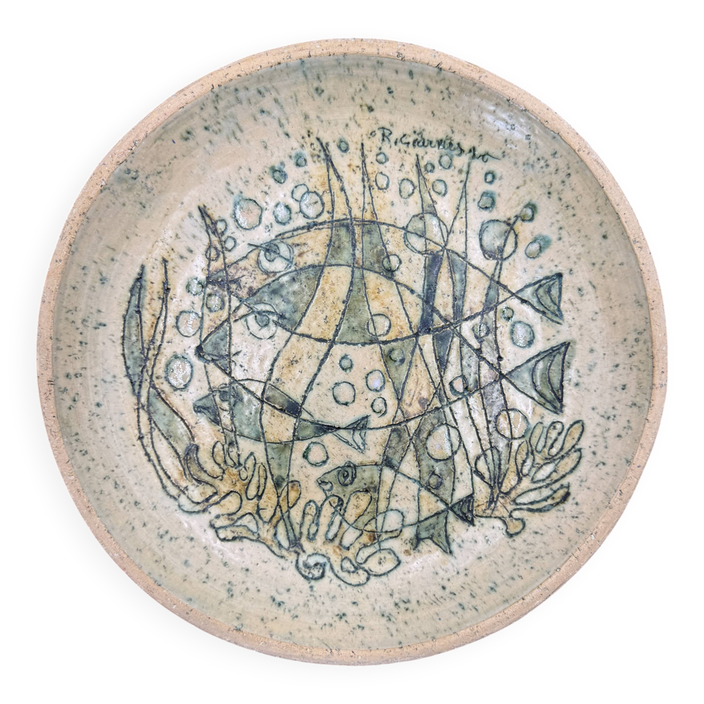 Plat à décor de poissons Raphaël Giarrusso | Selency